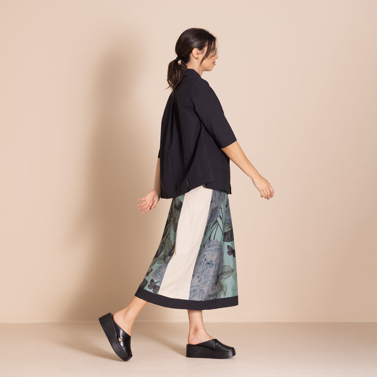 Pima Cotton Trapeze Shirt in Navy | Size 16 – Jade Boutique Online