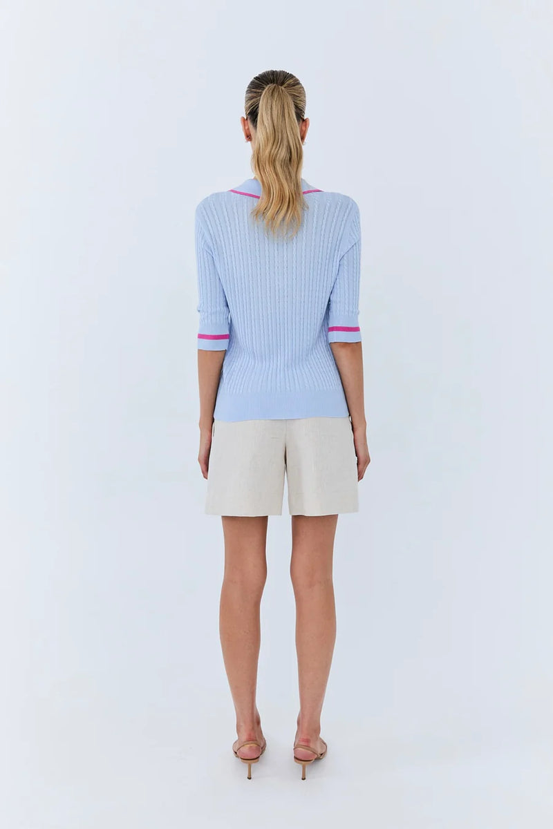 Michèle Polo Knit | Sky Blue | Size L – Jade Boutique Online